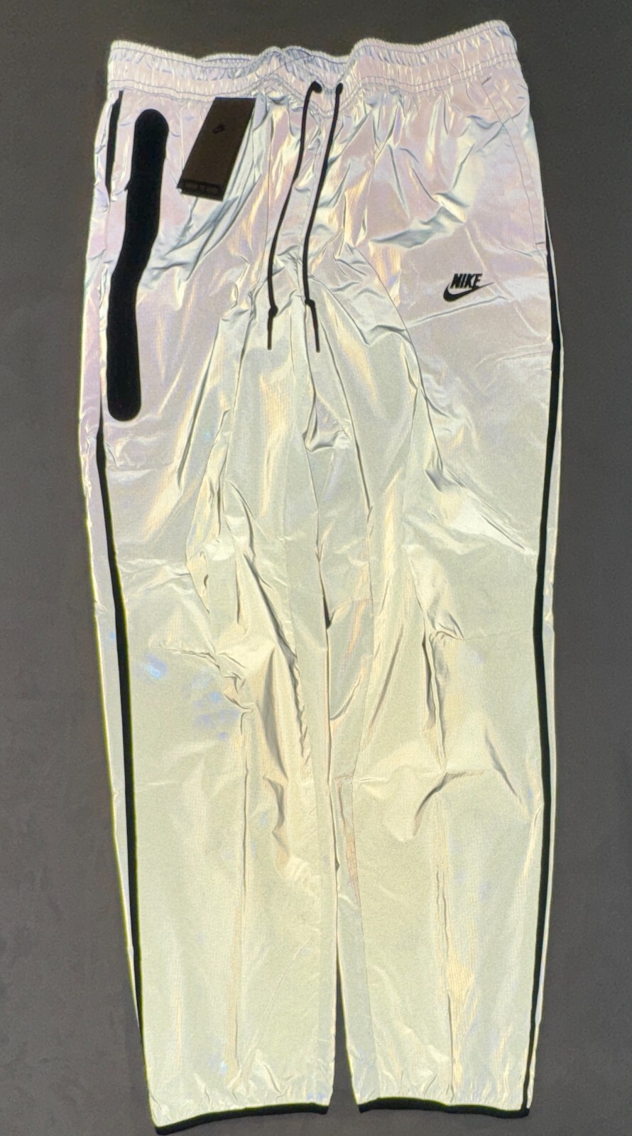 Nike Tech Woven Flash Pants Size Large Reflect Silver Black FZ7587 035 ...