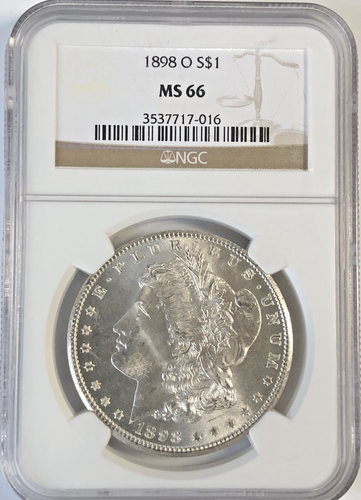 1898 O MORGAN SILVER $1 "NGC MS66" - STUNNING, HIGH QUALITY, MIRRORS ...