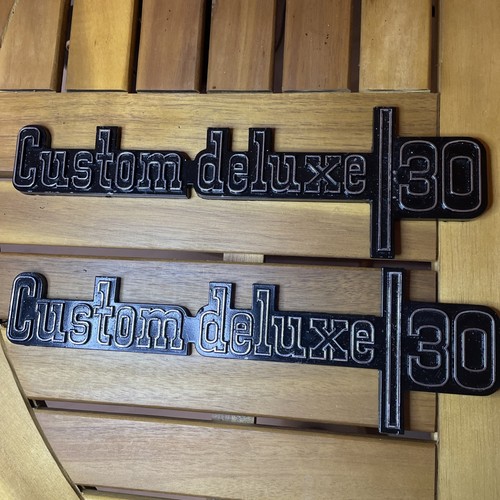 Vintage Chevrolet Truck; CUSTOM DELUXE 30 Front Fender Emblem, Set of 2 ...