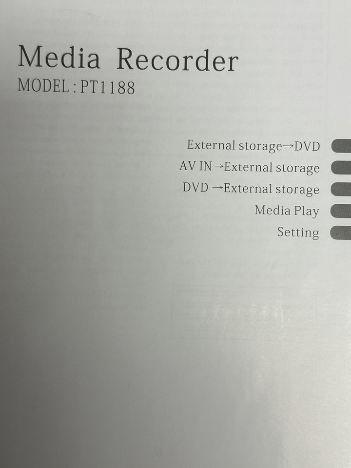 PEGASUS Media Recorder & Multi-Function DVD Recorder Model PT1188 | eBay