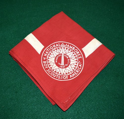 BOY SCOUT 1937 JAMBOREE RED NECKERCHIEF - FULL SQUARE | eBay