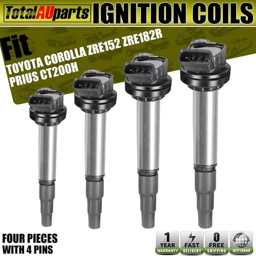 4x Ignition Coils Pack for Toyota Corolla ZRE143 152 ZWE186 Prius 1.8L ...