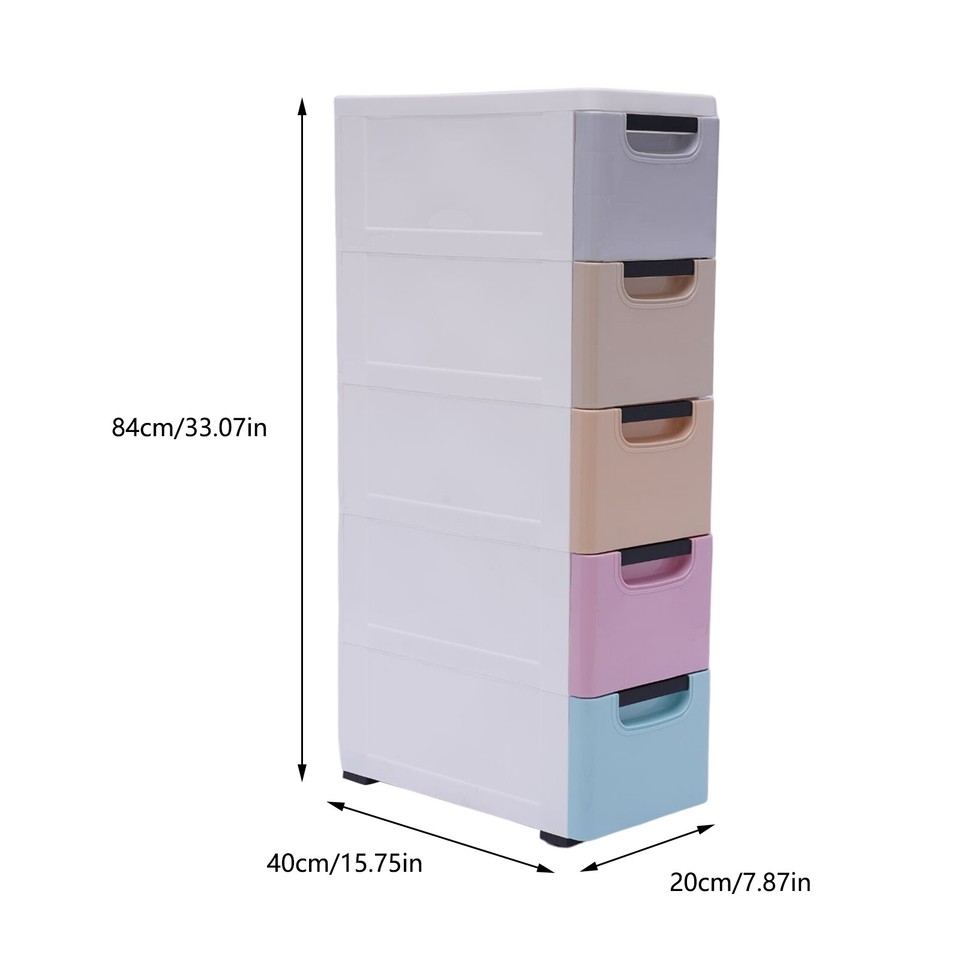 Stackable Clothes Storage Box Heavy Duty Plastic Storage Cabinet w/5 ...