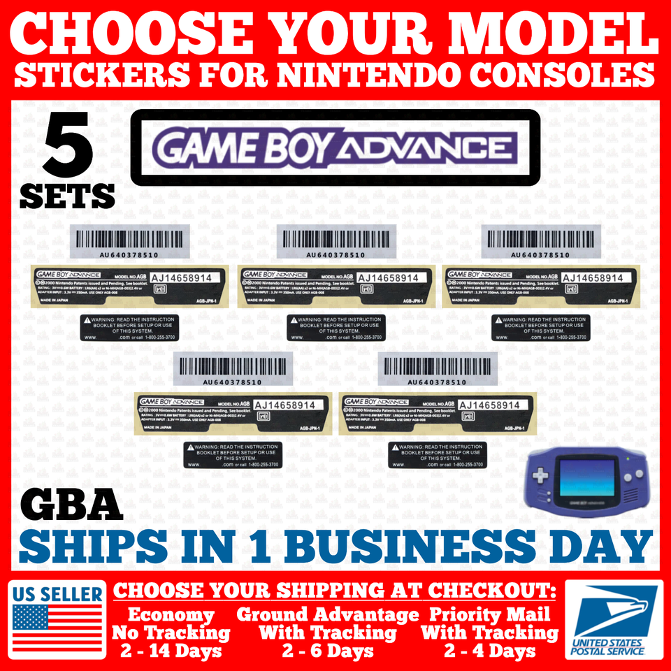 Sticker For Game Boy/Pocket/Color/Advance/SP/GB/GBC/GBP/GBA/SP/AGS/001/ ...