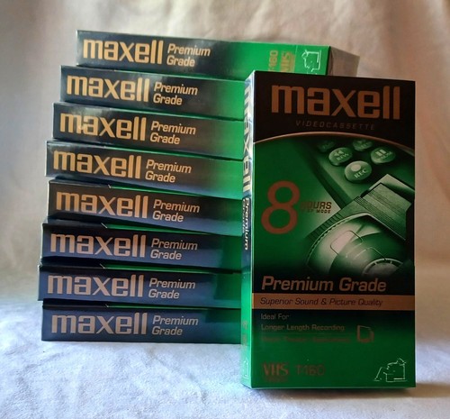 Lot of 9 Maxell VHS Premium Grade T-160 Video Cassette Tapes Brand New ...