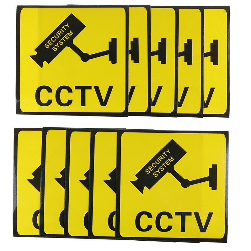 10Pcs CCTV Video Surveillance Security Camera Alarm Sticker Warning ...