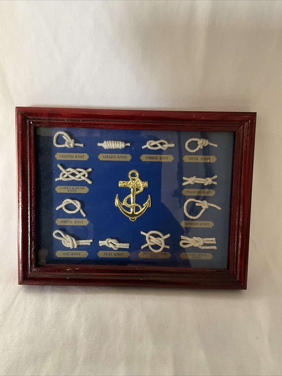 Wall Hanging Small Shadow Box Sailor Nautical Navy Rope Knots Framed 6. ...
