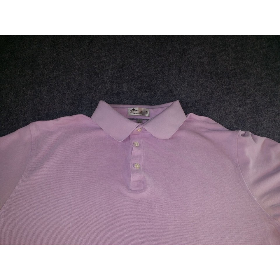 Peter Millar Crown Soft Golf Polo Men Sz L Pima Cotton Silk Purple ...