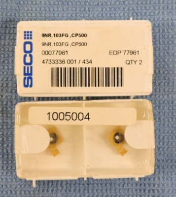 SECO 9NR.103FG New Carbide Insert 77961 Grade CP500 2pc | eBay