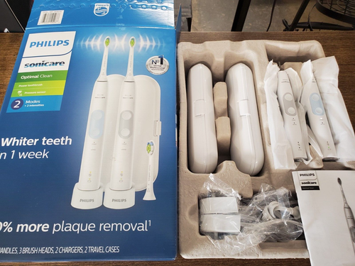 New Philips Sonicare Optimal Clean Electric Toothbrush 2 Pack HX6829/75 ...