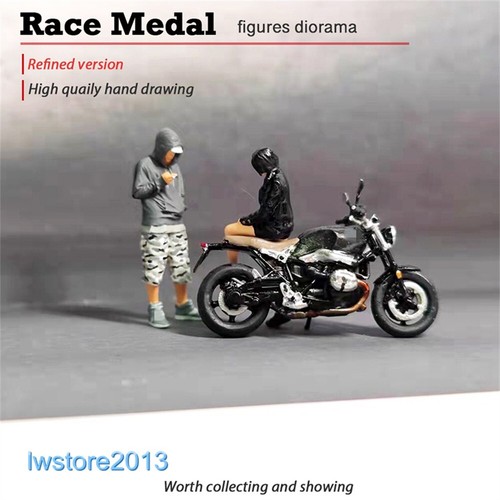 1/64 Scene Props Motorcycle Girl Man Miniatures Figures Model For Cars ...