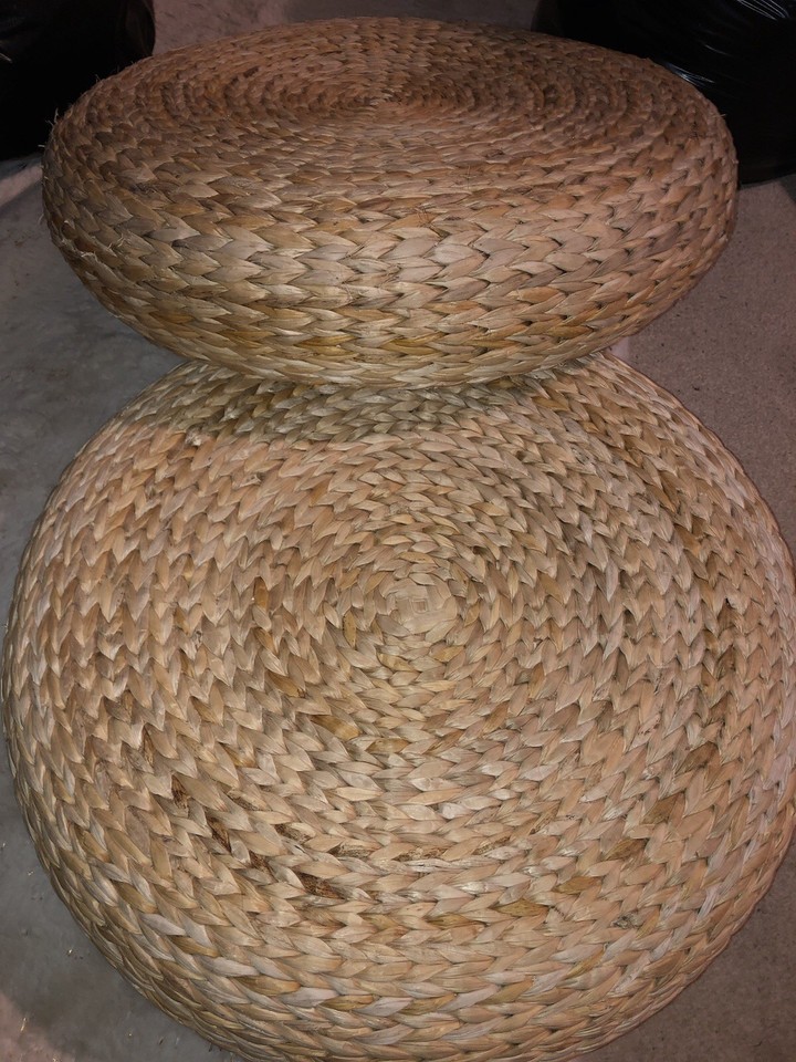 X2 IKEA ALSEDA Foot Stool Pouffe Jute Rattan Seat Boho Seat Reinforced ...
