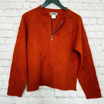 100% Wool Zip Up Sweater In Burnt Orange By Timberlea | eBay