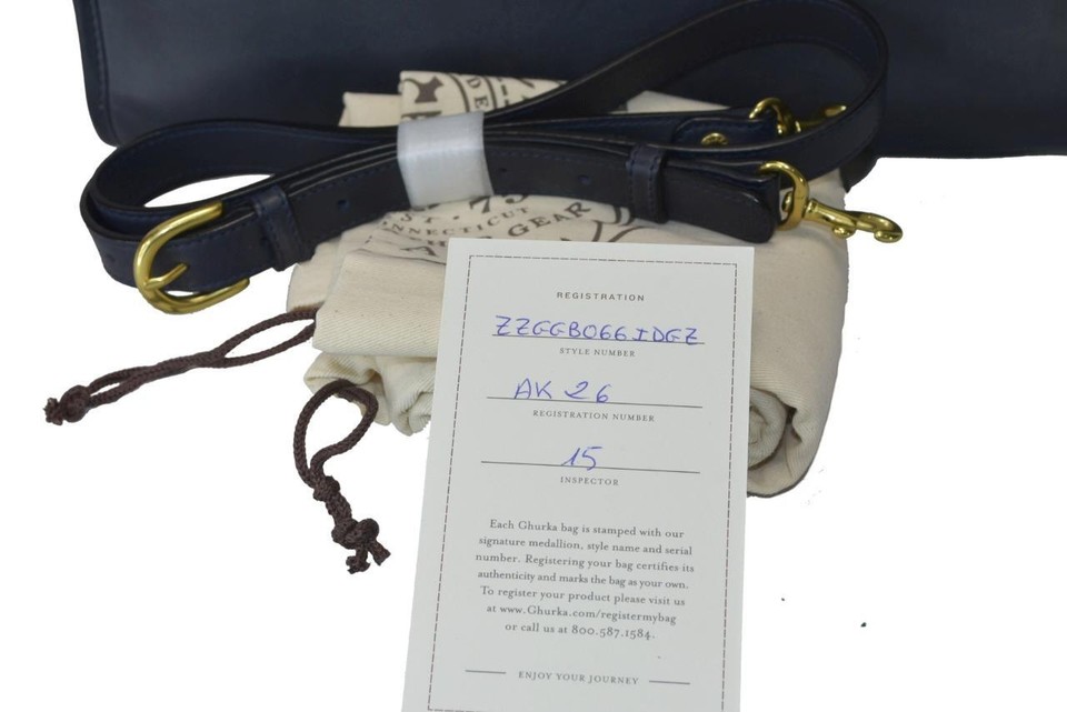 NWT $1795 Ghurka Italian-Made No. 66 ROVER Bag Dark Blue Leather Doctor ...