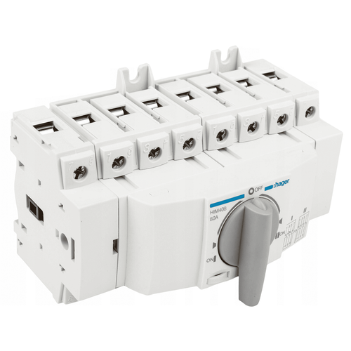 Hager HIM408 Lastumschalter 4polig 80A Hutschiene Montageplatte Conm ...