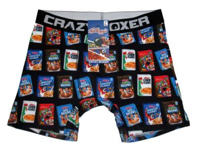 CRAZY BOXER Colorful Kellogg's Varied Cereal Boxes Black Boxer Briefs ...