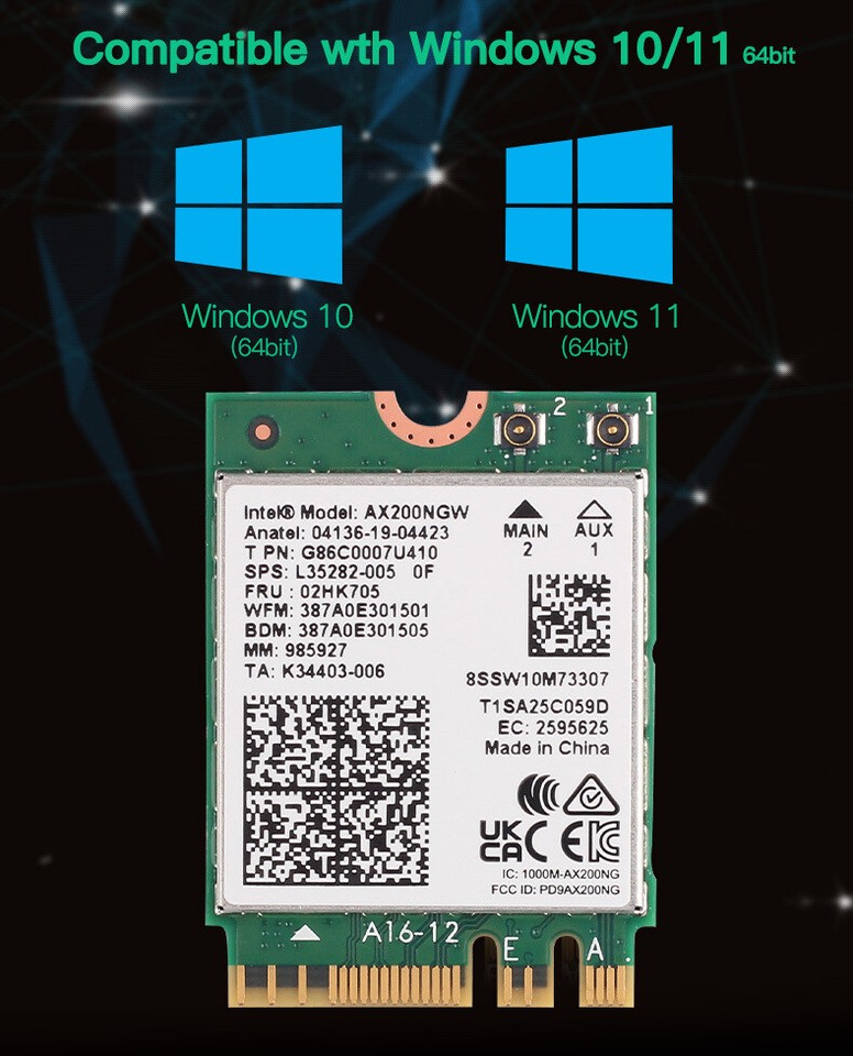 Wi-Fi 6E Intel AX210 AX210NGW 802.11AX AC Wi-Fi 6 AX200 M.2 Wifi ...