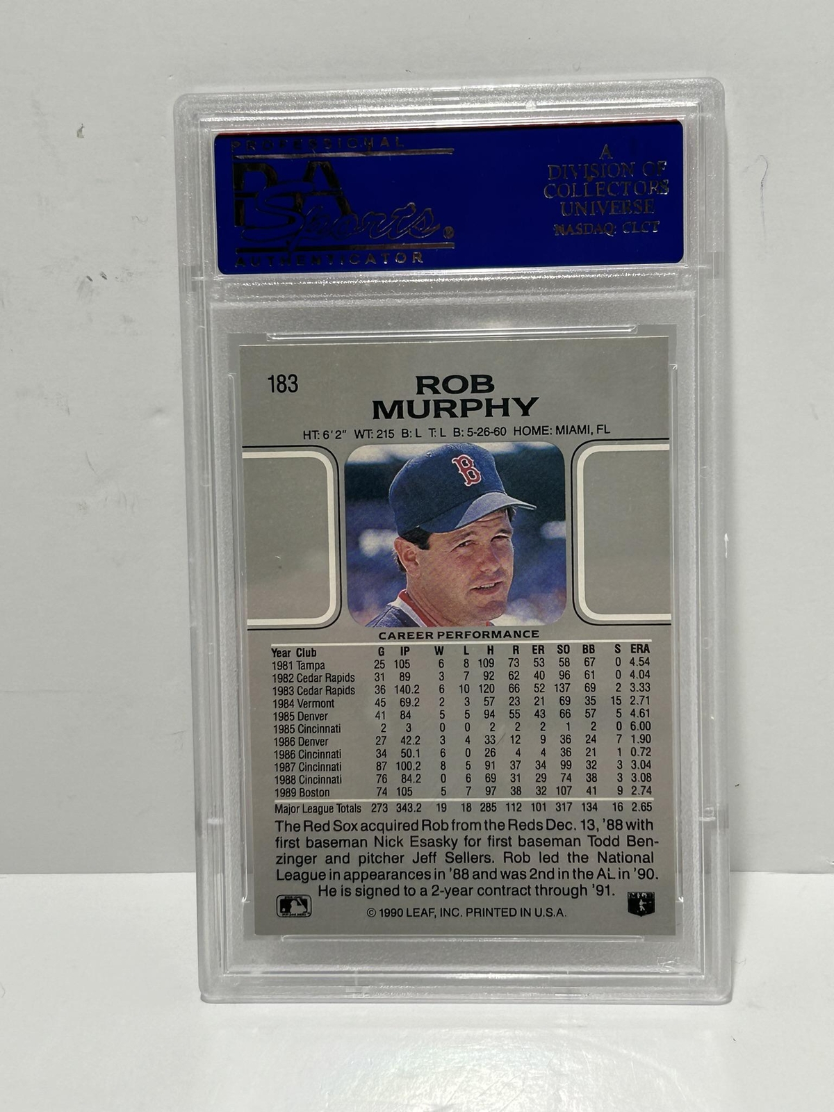 1990 Leaf Rob Murphy #183 Red Sox PSA 9 | eBay