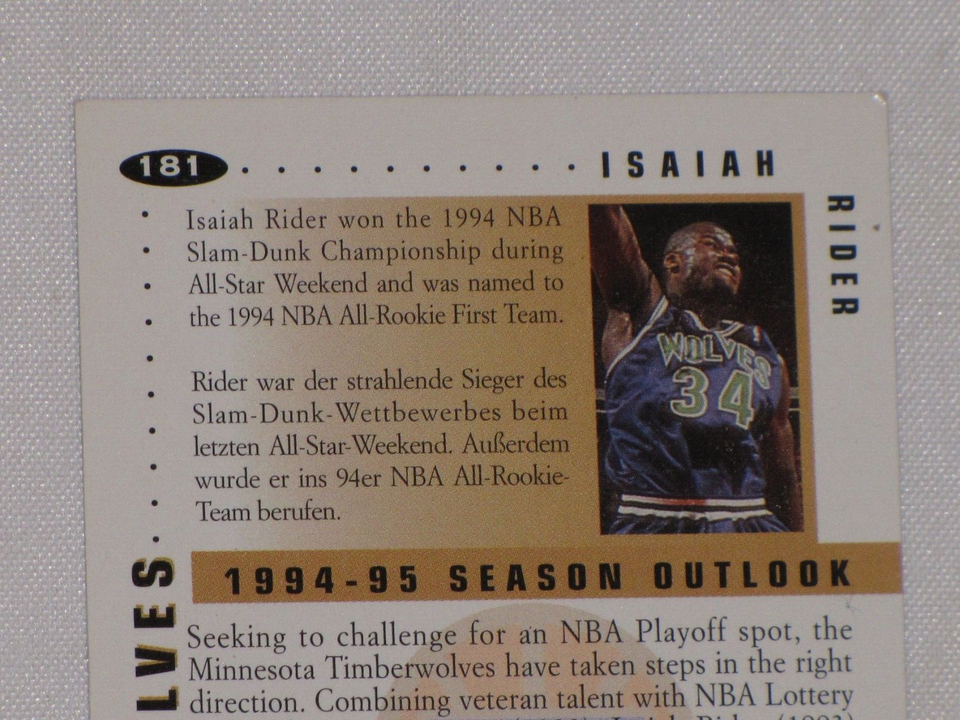 1994 Upper Deck Isaiah Rider #181 Collectors Choice Tip Offs Basketball ...