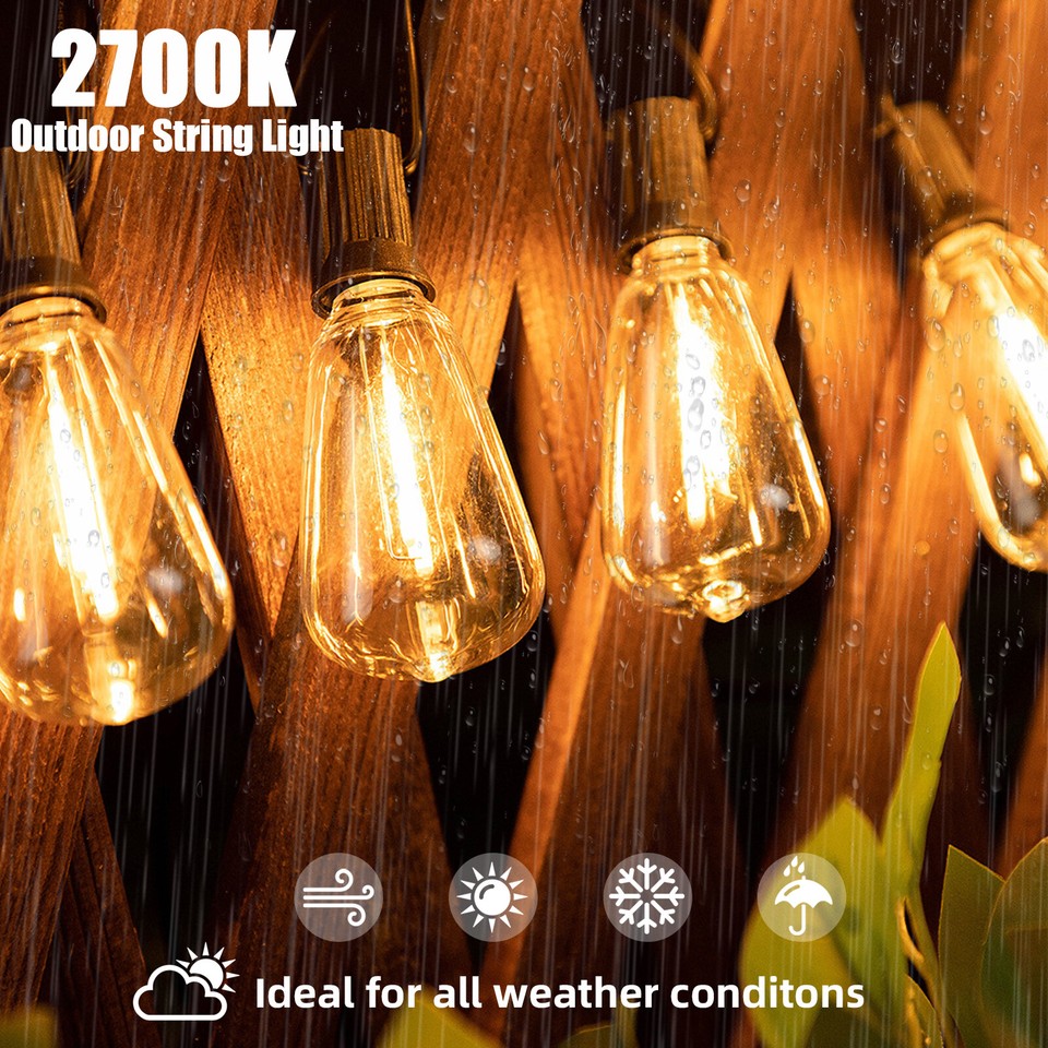 Outdoor String Lights Led,50-100FT Commercial Grade Patio Shatterproof ...