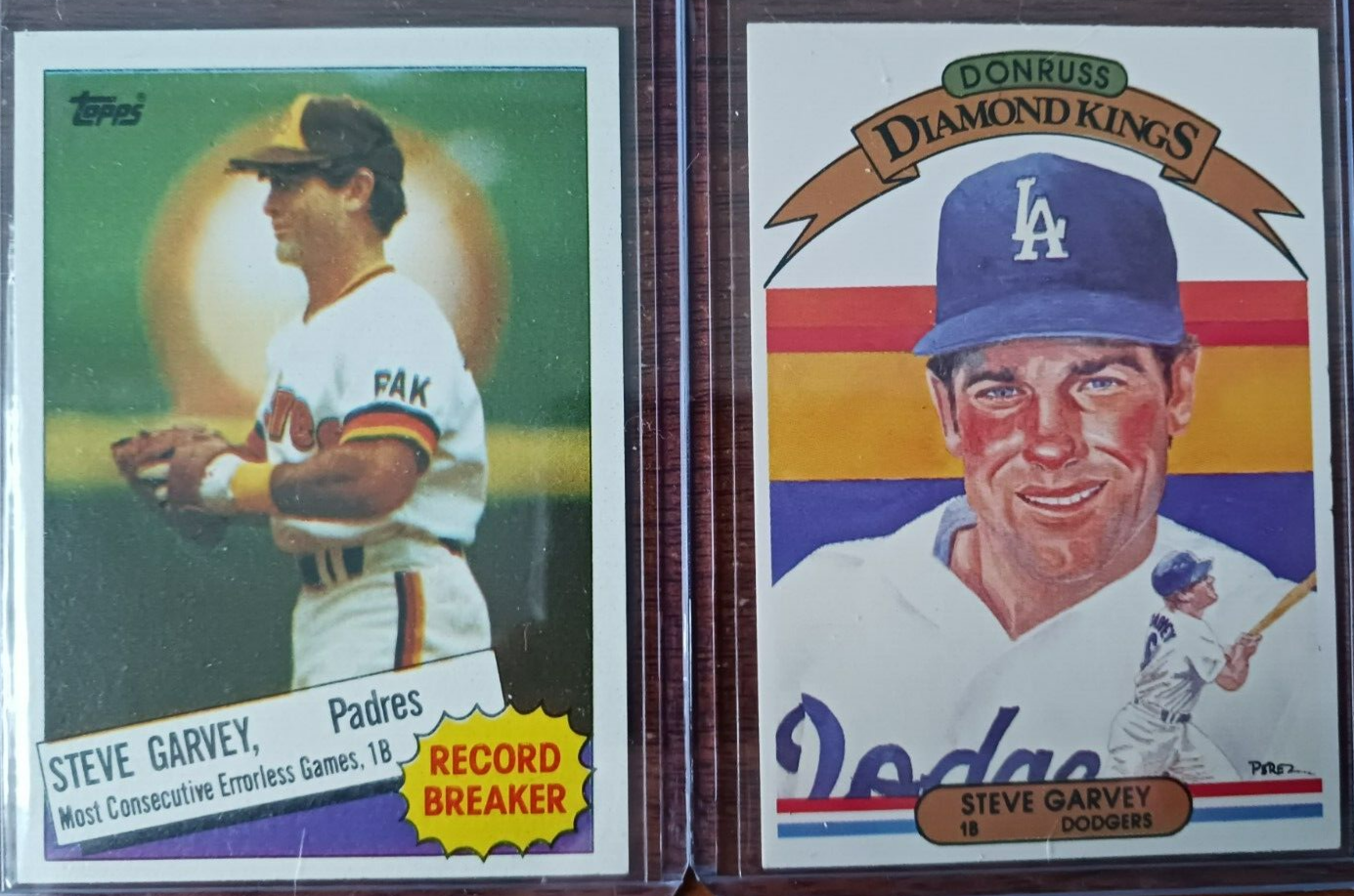 STEVE GARVEY (2 Cards) 1985 Topps Card #2 + 1982 Donruss Diamond Kings ...