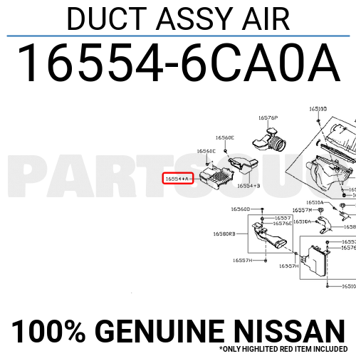 165546CA0A Genuine Nissan DUCT ASSY AIR 16554-6CA0A | eBay
