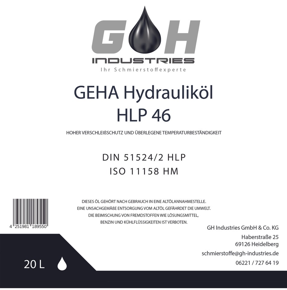 200 L Hydrauliköl HLP 46 ISO VG 46 nach DIN 51524 Teil 2 10 x 20 L ...
