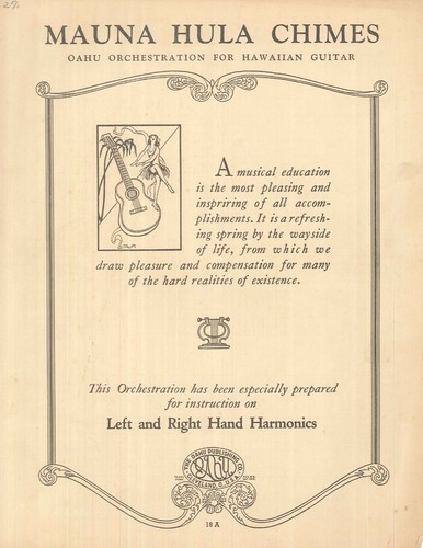 Mauna Hula Chimes Sheet Music Hawaiian Guitar 1930 Stanley Hoapili ...