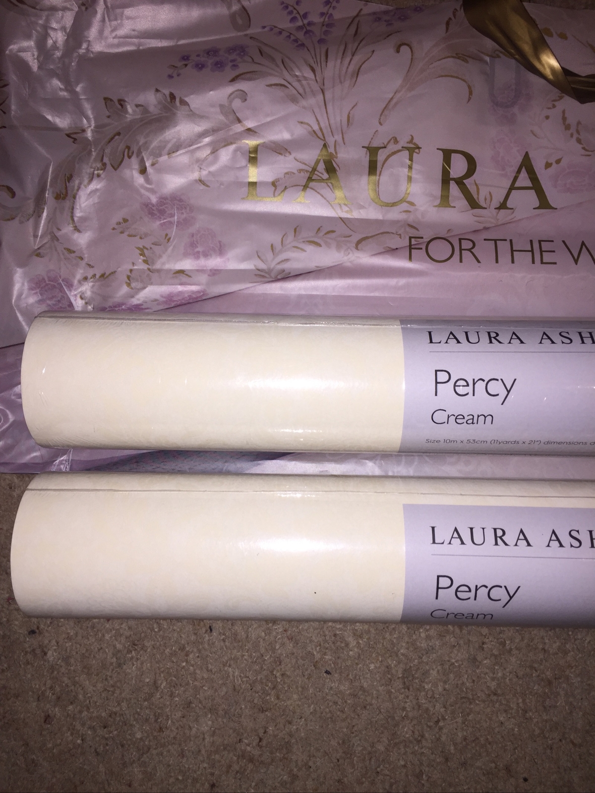 LAURA ASHLEY PERCY " CREAM " WALLPAPER SAME 1x Roll BATCH W101878-A/1 ...