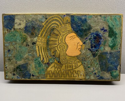 Vintage Mayan Chief Mid Century Brass and Malachite Trinket Box | eBay