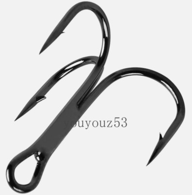 100pcs Black Fishing Hook High Carbon Steel Sharp Treble Hooks Size 14 ...