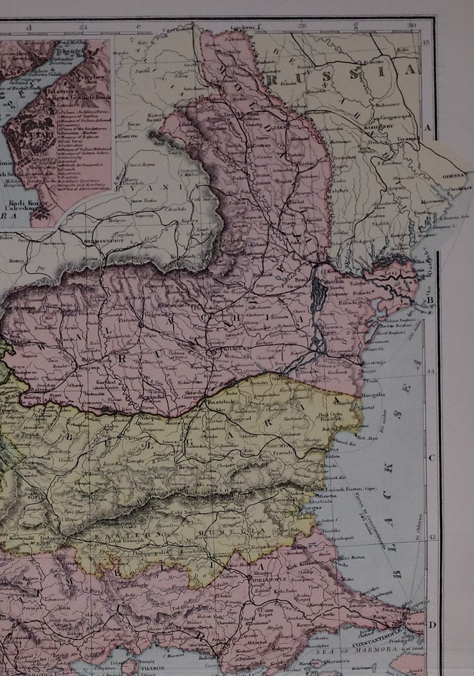 1910 ORIGINAL MAP TURKEY IN EUROPE RUMANIA SERVIA MONTENEGRO GREECE ...