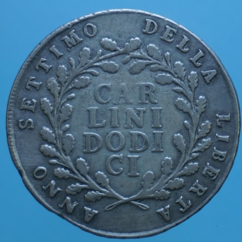 REPUBBLICA NAPOLETANA PIASTRA DA 12 CARLINI 1799 NAPOLI ARGENTO SILVER ...