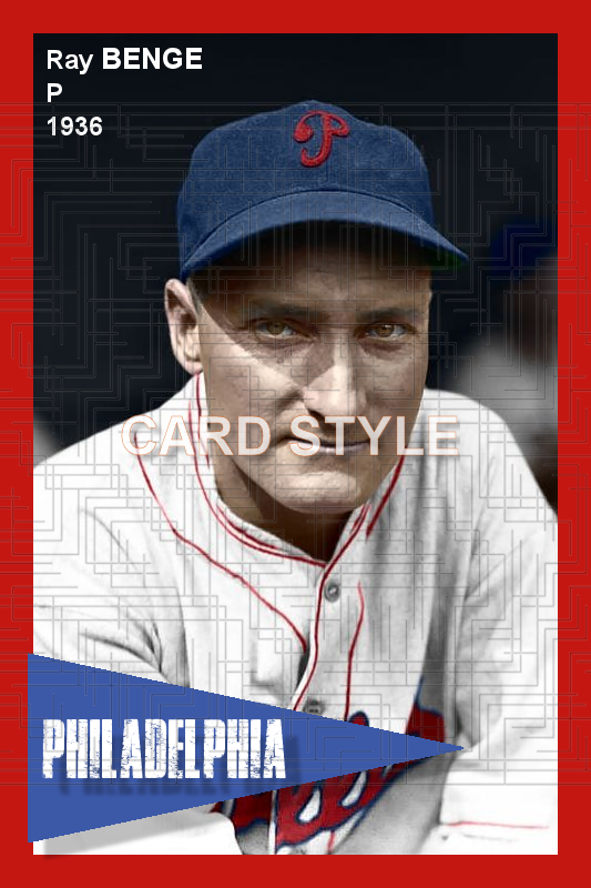Ray Benge - 1936 Philadelphia Phillies - choose a style - colorized ...