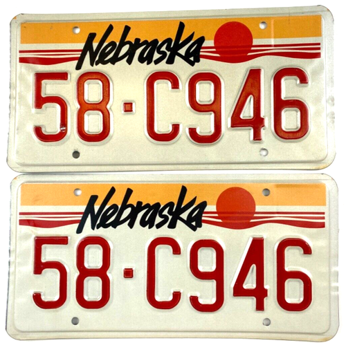 Vintage Nebraska 1990 Natural Auto License Plate Set Nance Co 58-C946 ...