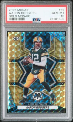 2022 Mosaic GOLD Aaron Rodgers /10 PSA 10 GEM MINT #69 True Base ...
