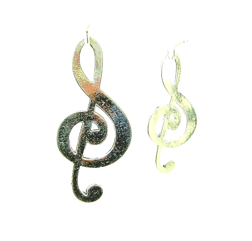 New Textured Music TREBLE CLEF G Clef Silver-tone Drop Dangle Earrings ...