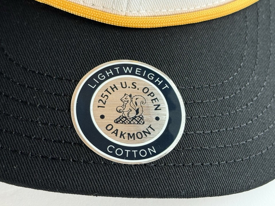 2025 US Open Golf Hat Oakmont script logo snapback white black yellow ...