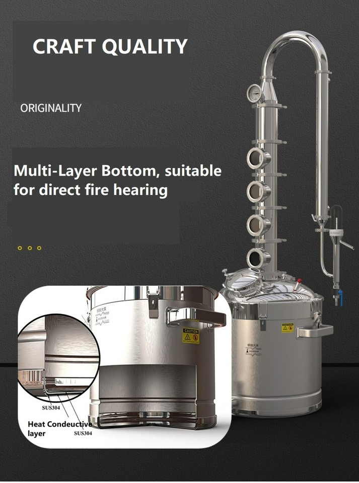 HooLoo 100L SS304 4"x4 Plate Micro Distillery Make Moonshine Gin Whisky ...