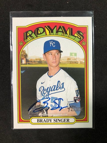 2021 Topps Heritage #ROA-BS Brady Singer Blue Auto on Card Rookie | eBay