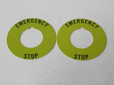 (NEW - Lot of 2) Emergency Stop Yellow Round Legend Plate 2.5" | eBay