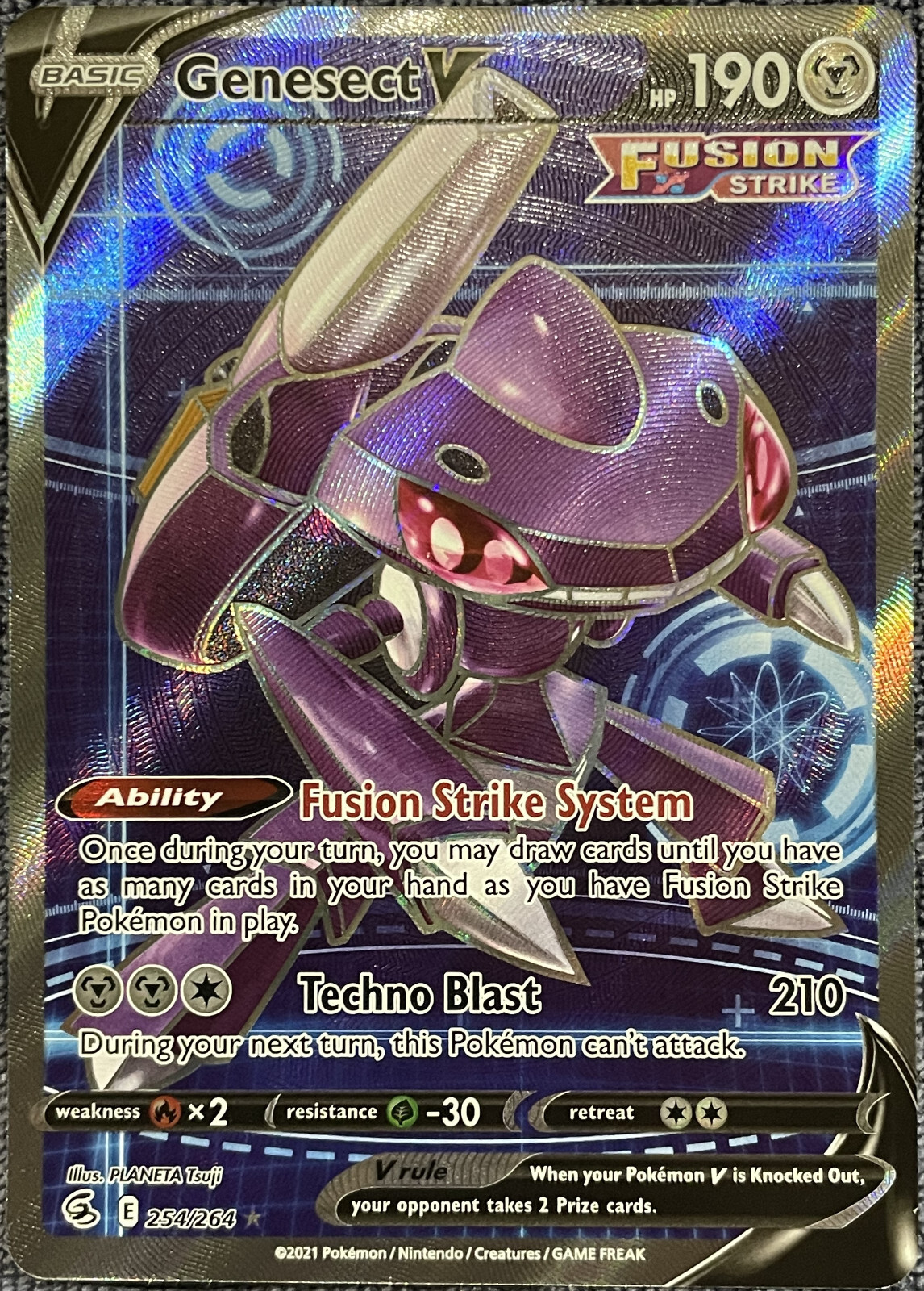 Genesect V Full Art Ultra Rare - 254/264 - Fusion Strike Pokemon 2021 ...