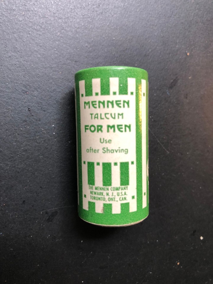 Antique Rare 1 3/4" Size Mennen's Talcum Powder for Men Tiny Tin Sample ...