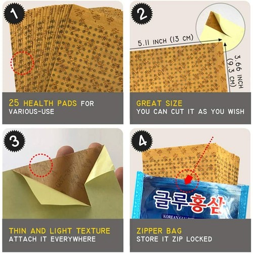 Korea Pain Relief Patches Korean Gold Ginseng Power strip Energy Hot ...