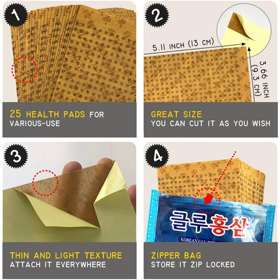 Korea Pain Relief Patches Korean Gold Ginseng Power strip Energy Hot ...