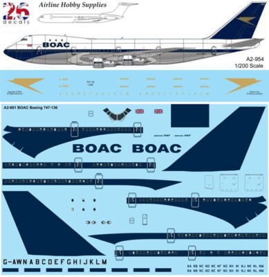 A2-901 BOAC Boeing 747-136 - 1/200 Scale Decal | eBay