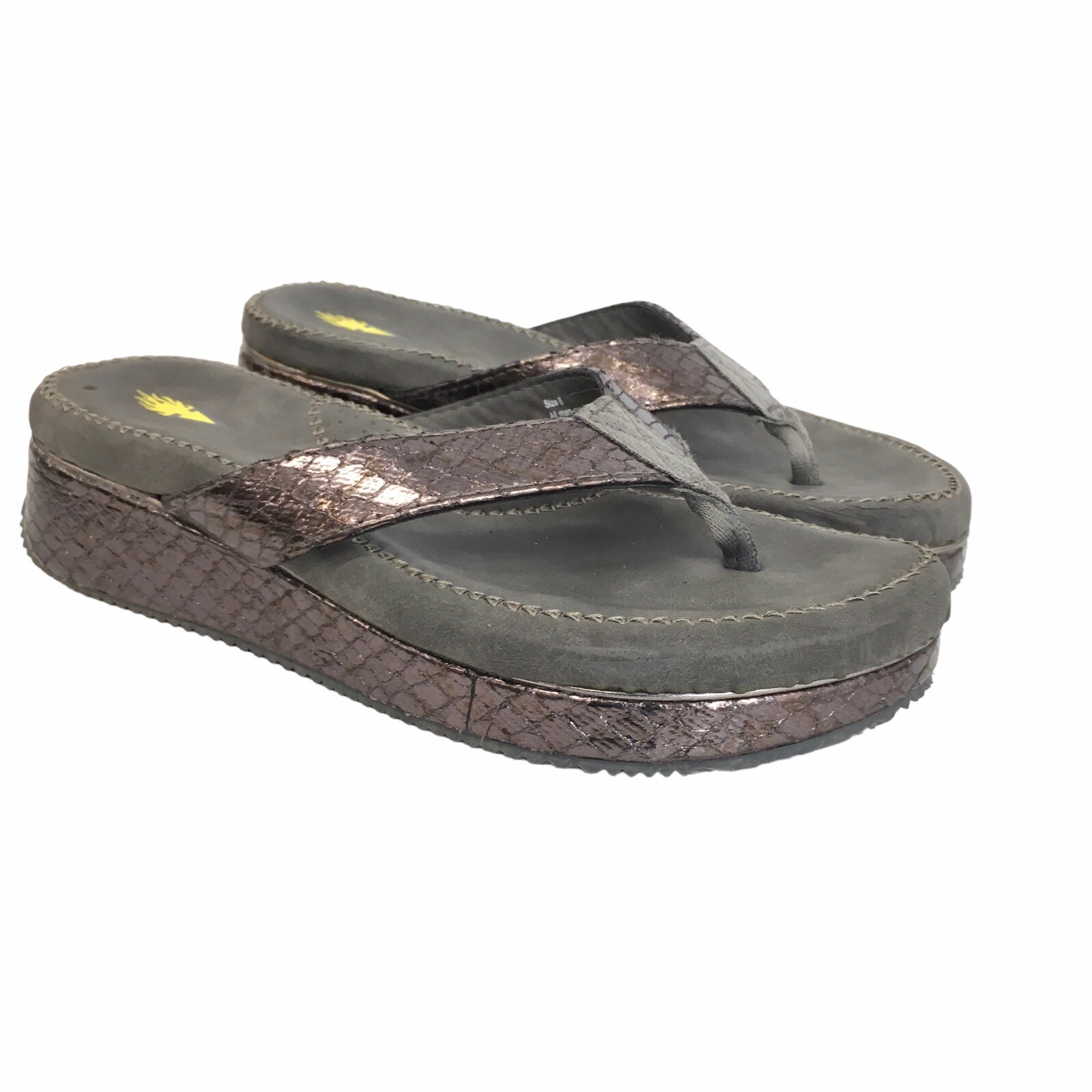 Volatile Wedge Sandals Women 8 Brown Snake Flip Flops… - Gem