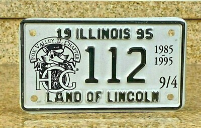 Illinois Motorcycle License Plate Tag # 112 " Land of Lincoln" 1985 ...