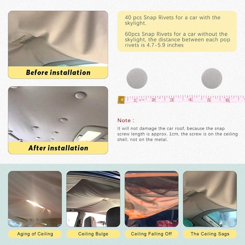 272Pcs Gray Car Roof Headliner Repair Kit With Rivets Pins And Tools | eBay