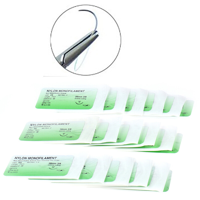 6Pcs 2/0 3/0 4/0 Needle Suture Nylon Non-injured Suture Medical Thread ...